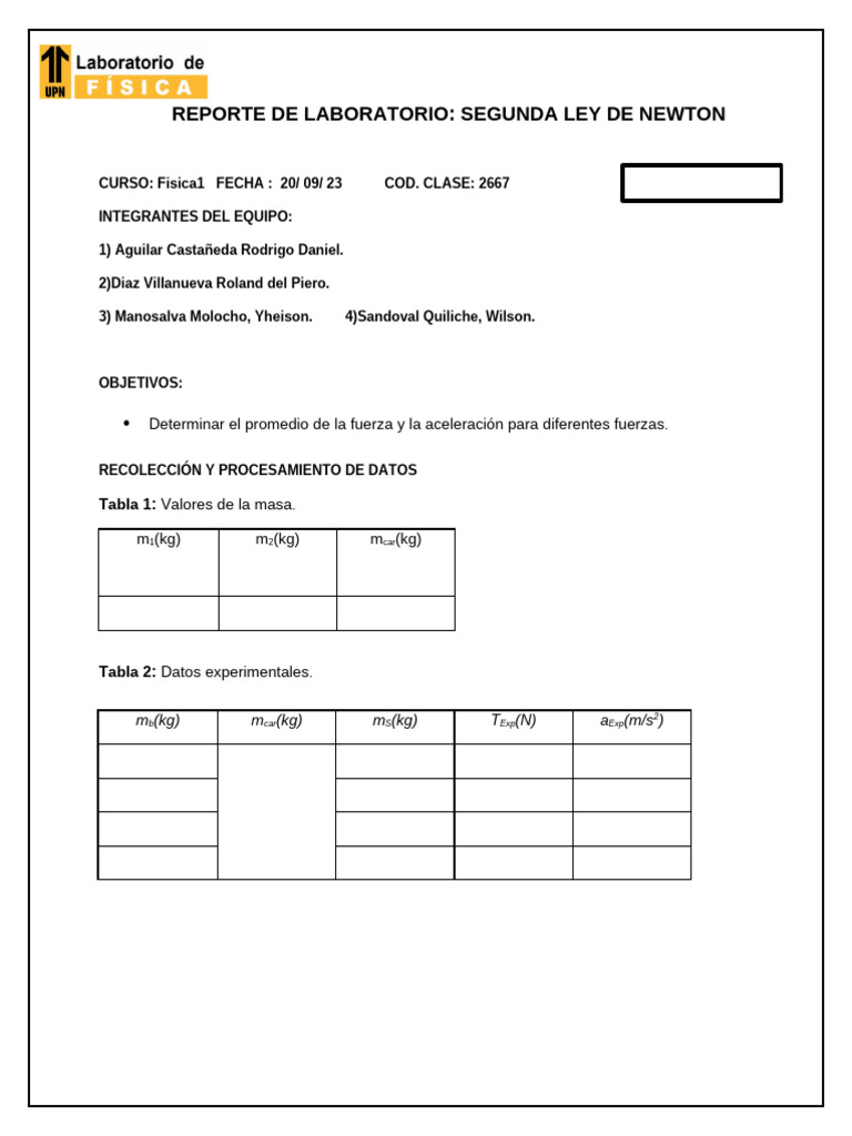 Reporte - Lab - Fisi1 - S06 - Grupo 4 | PDF