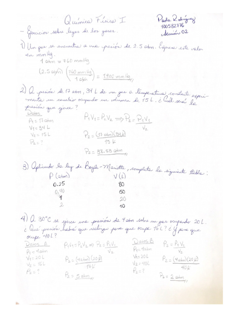 Ejercicios Leyes Gases | PDF