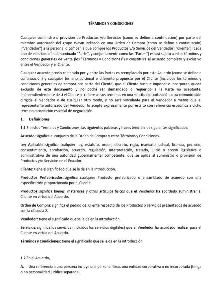 Terminos y Condiciones | PDF | Factura | Propiedad intelectual