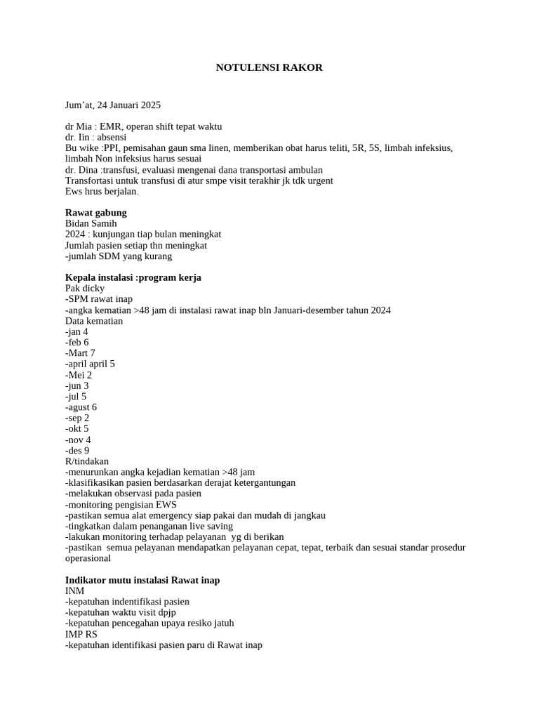 NOTULENSI RAKOR | PDF
