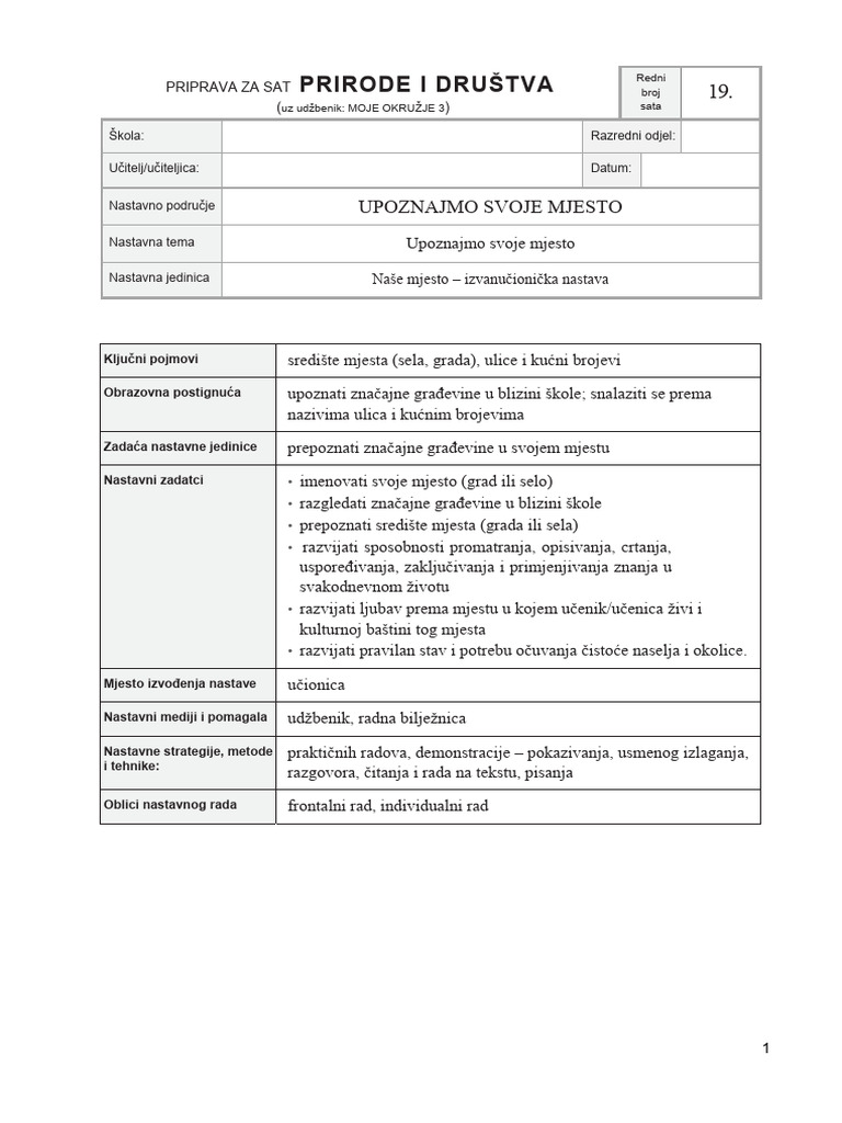 MO3-19 - Naše Mjesto - Izvanučionička Nastava | PDF