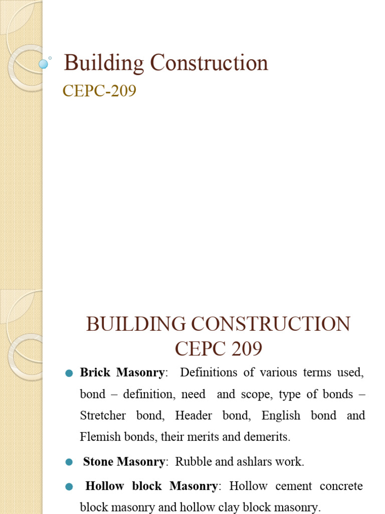 building construction chapter 1 | PDF | Masonry | Brick