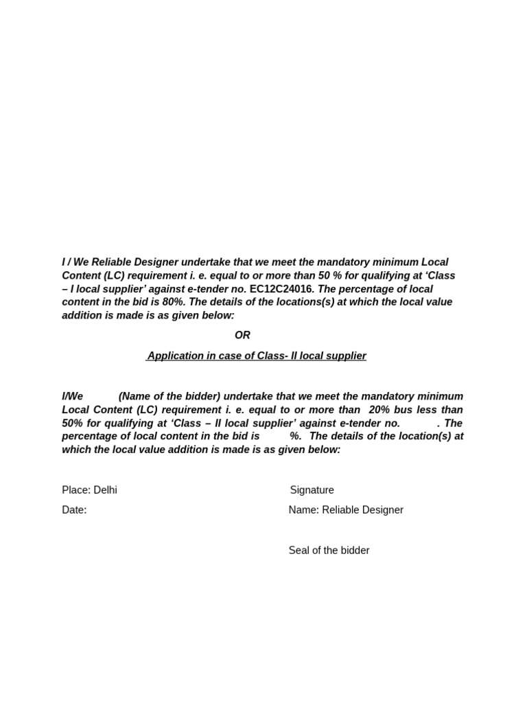 Ongc Tender Undertaking | PDF