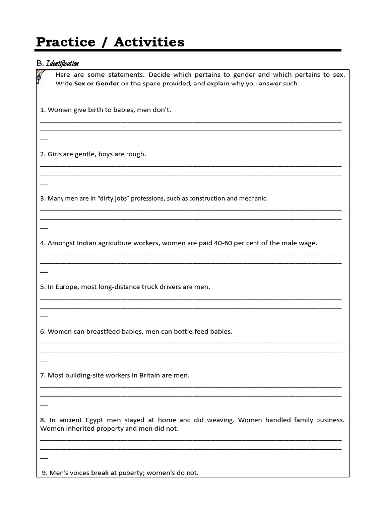 Lesson 1 Practice Activities - Revised | PDF | Feminism | Gender Studies