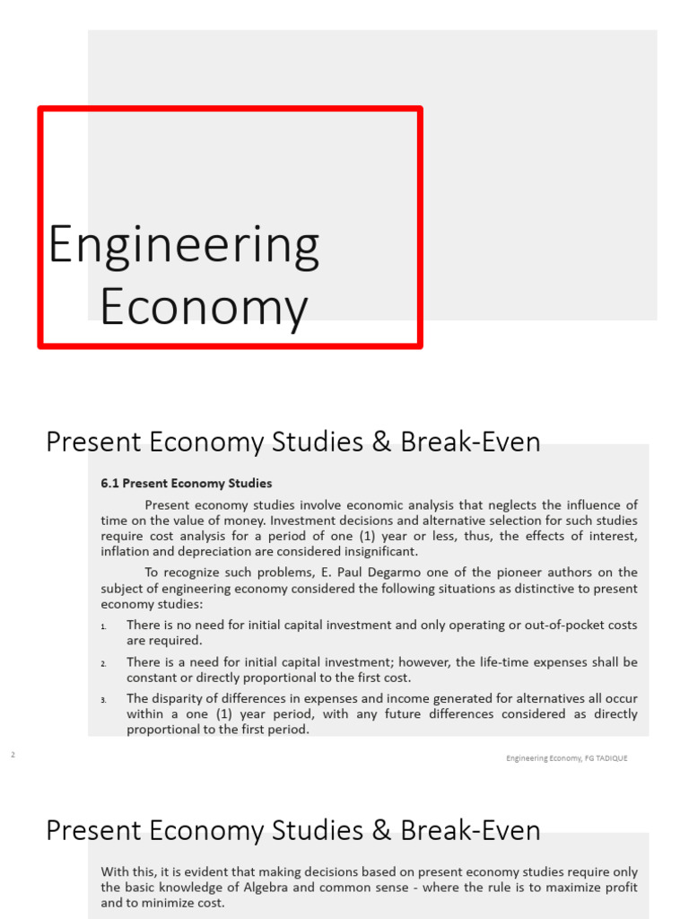 Present Economy & Break-Even Analysis | PDF | Cost | Prices