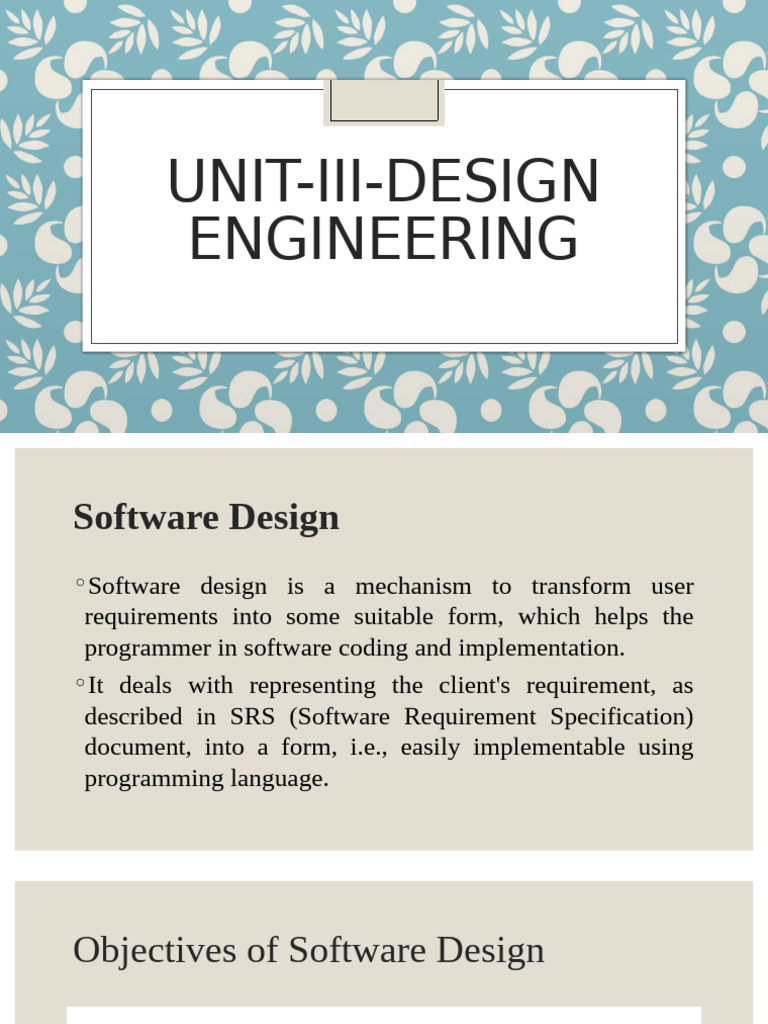 UNIT_III_Design Engineering | PDF | Class (Computer Programming) | Software Architecture