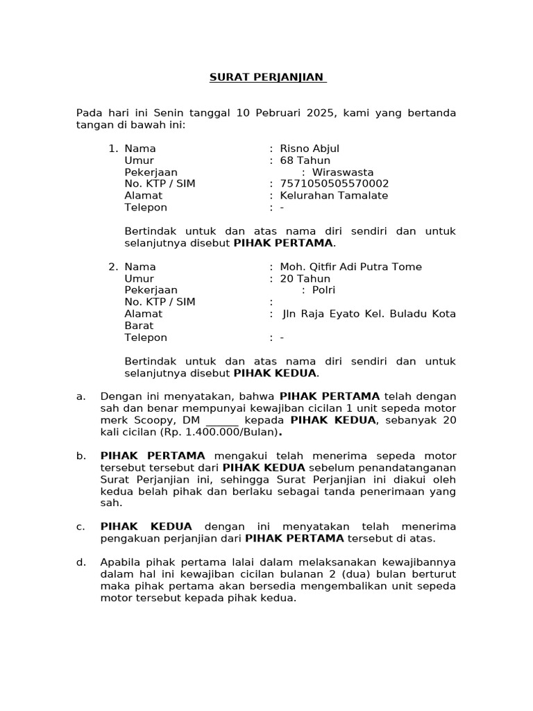 Surat Perjanjian | PDF