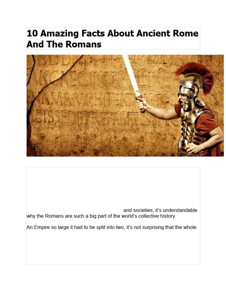 10 Amazing Facts About Ancient Rome and The Romans | PDF | Roman ...