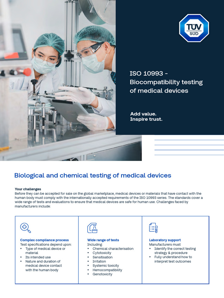 tuvsud ISO 10993 Biocompatibility Testing of Medical Devices Global ...