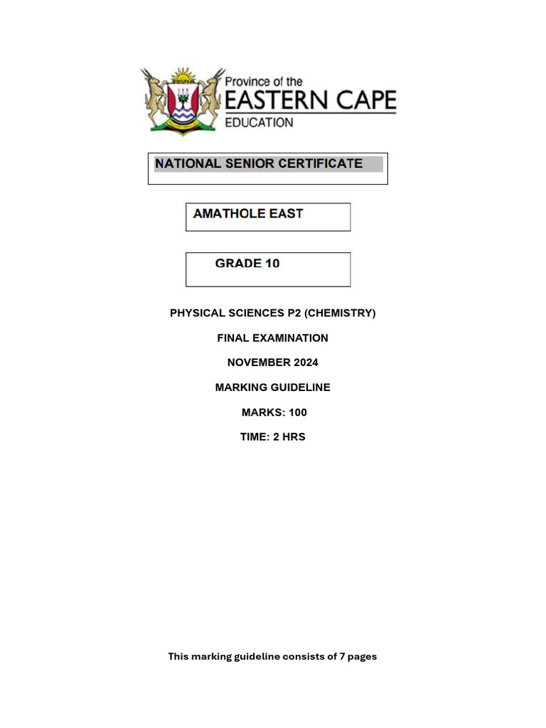 Physical Sciences p2 Marking Guidelinee | PDF | Chemical Substances | Ammonia