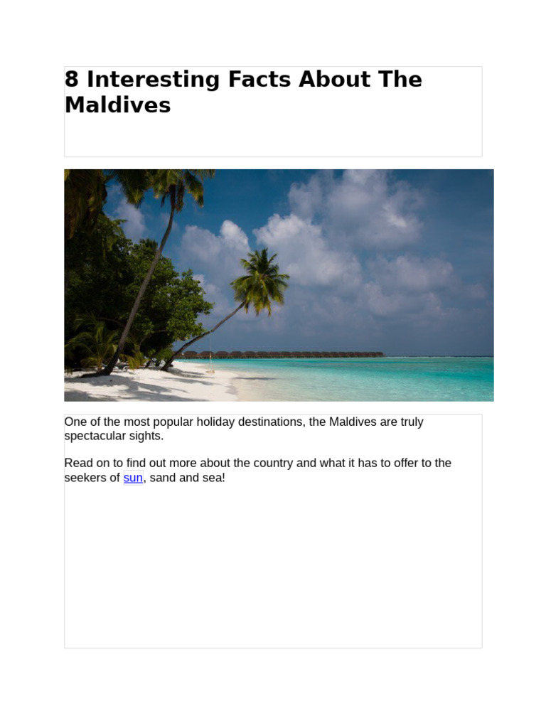 8 Interesting Facts About The Maldives | PDF | Physical Geography | Earth Sciences