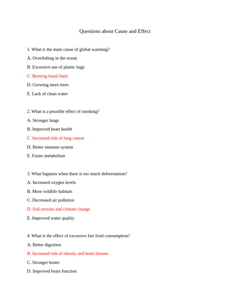 Cause and Effect Questions Explained | PDF | Adolescence | Cyberbullying