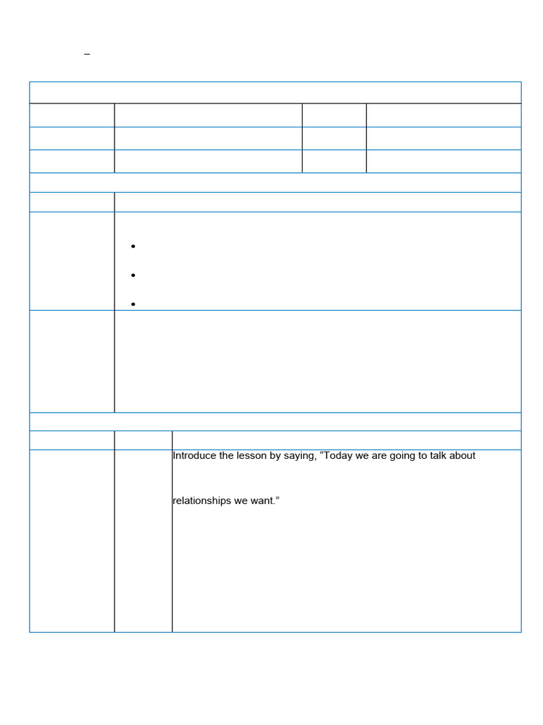 Lesson Plan Healthy Relationships | PDF | Intimate Relationships ...