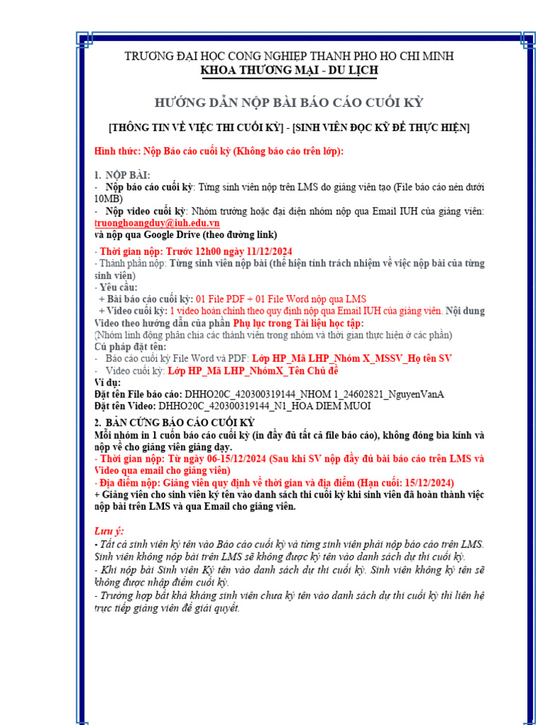 Quy Dinh Nop Bai | PDF