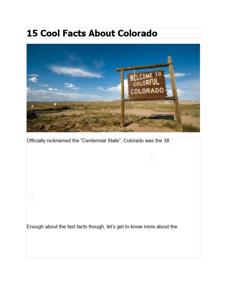 15 Cool Facts About Colorado | PDF | Colorado
