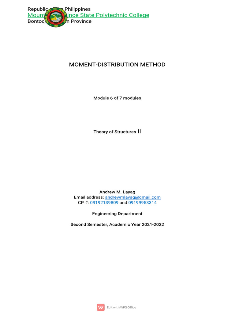 STRUCTURAL-THEORY-2-MOD6 | PDF