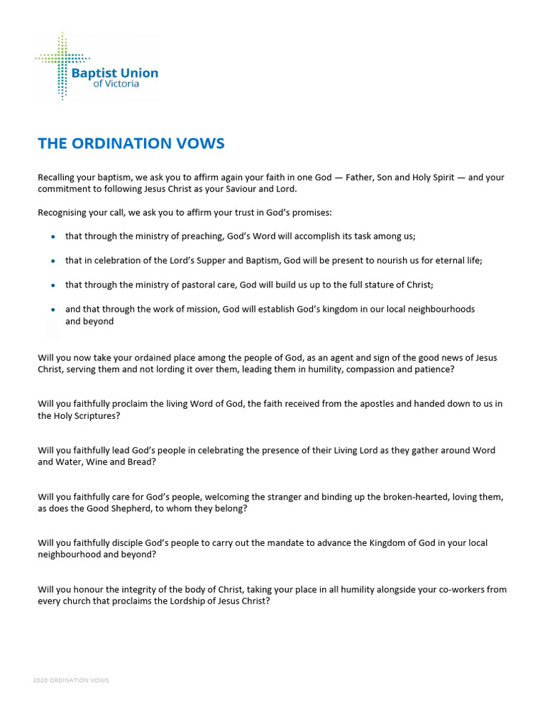 2020 Ordination Vows | PDF