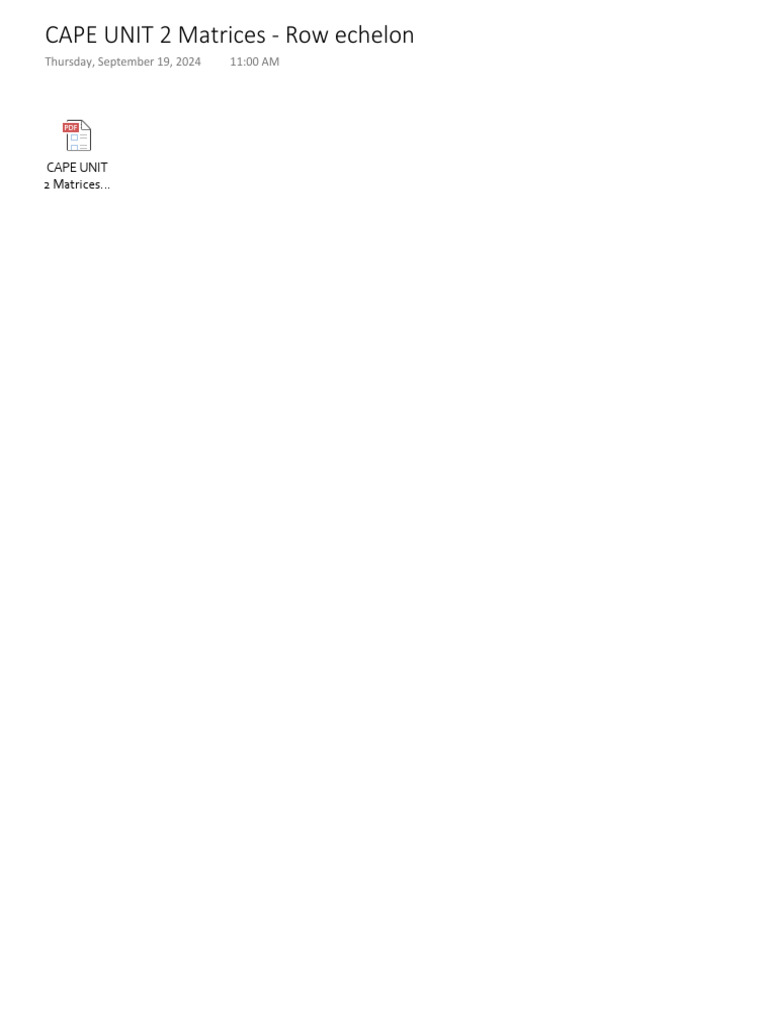 CAPE UNIT 2 Matrices - Row Echelon | PDF