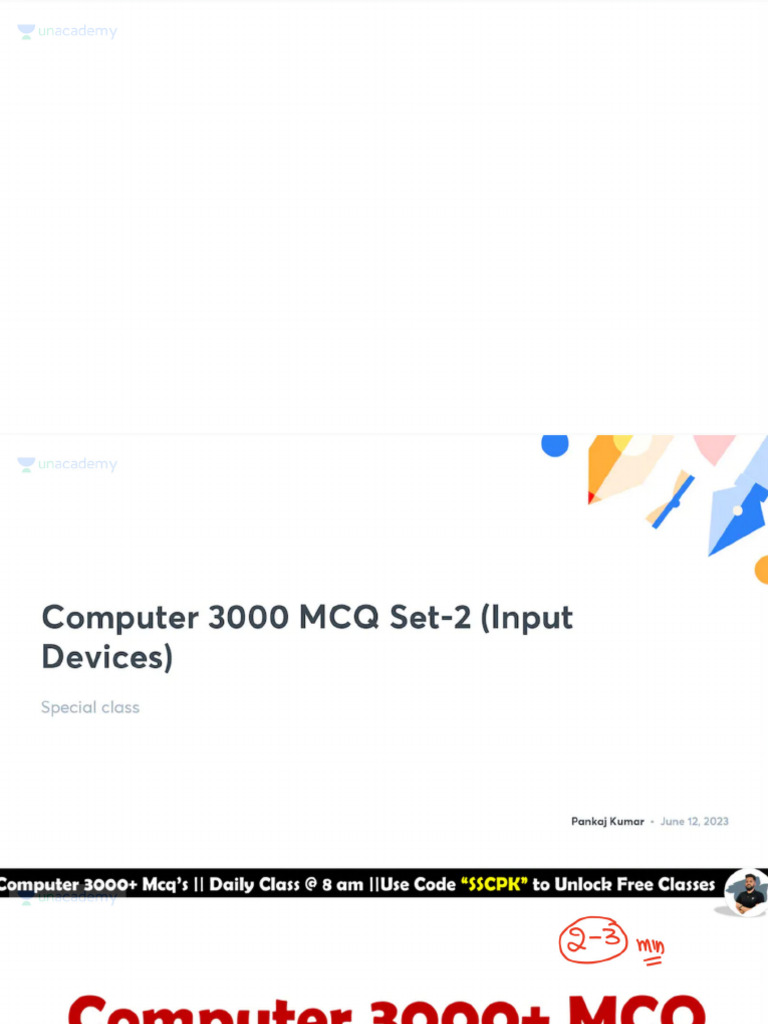 Computer 3000 MCQ Set2 Input Devices With Anno | PDF