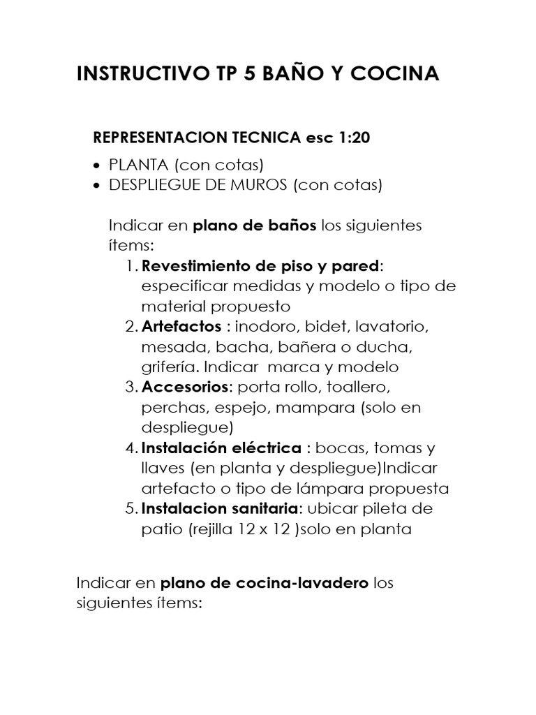 Instructivo TP 5 Baño y Cocina 2023 | PDF