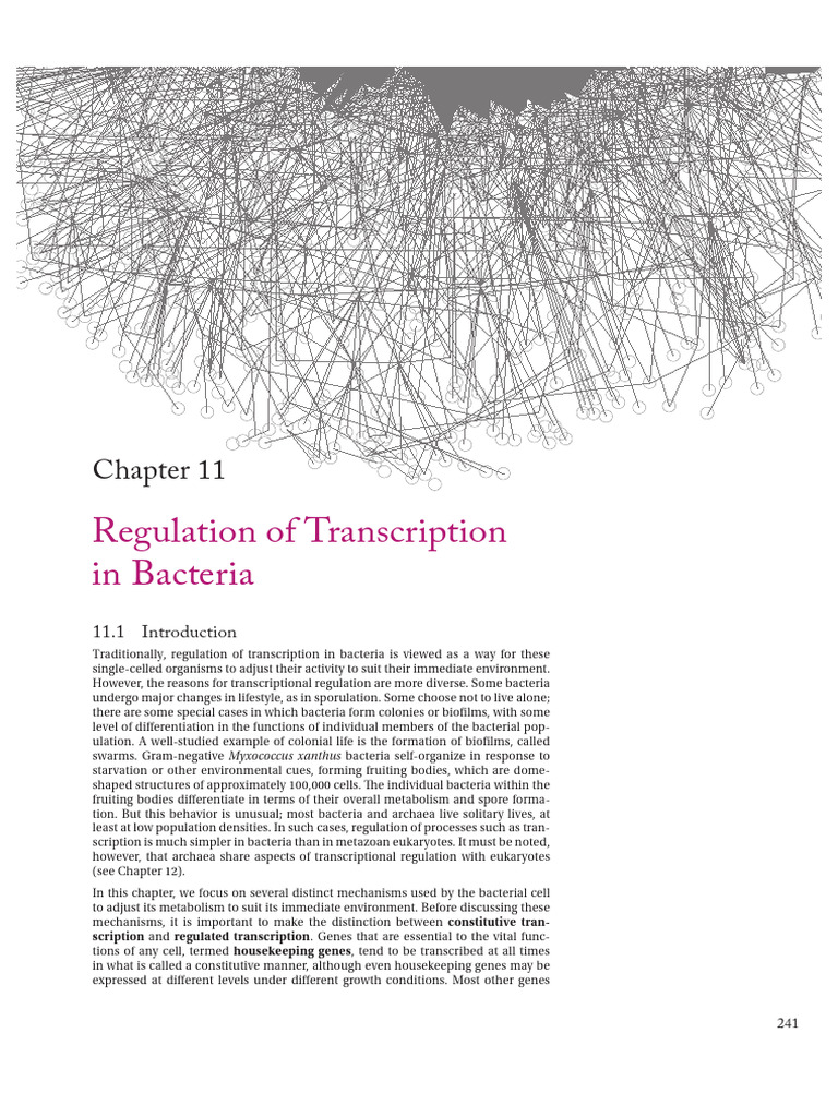 Chapter - 11 - Regulation of Transcription in Bacteria | PDF | Repressor | Operon
