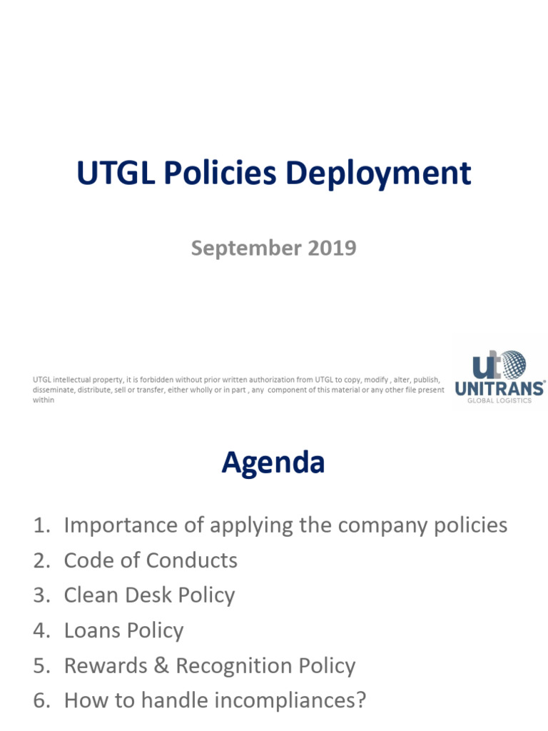 UTGL Policies Deployment - V2 | PDF | Conflict Of Interest | Property