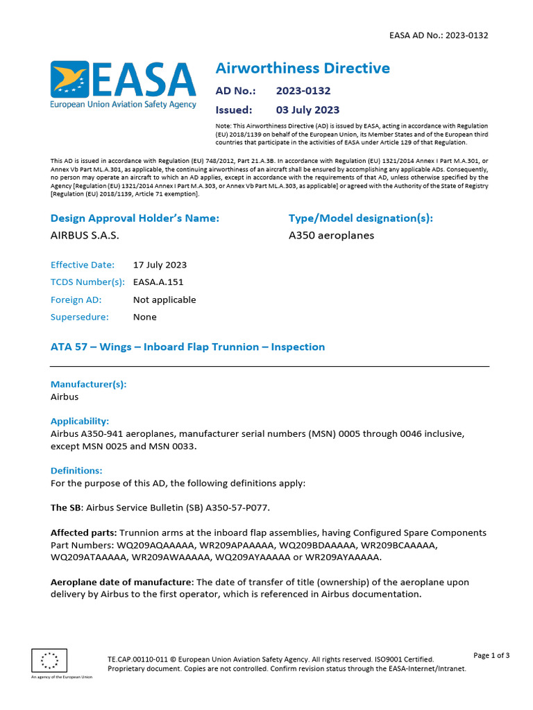 ATA_57_ EASA_AD_2023-0132_1 | PDF