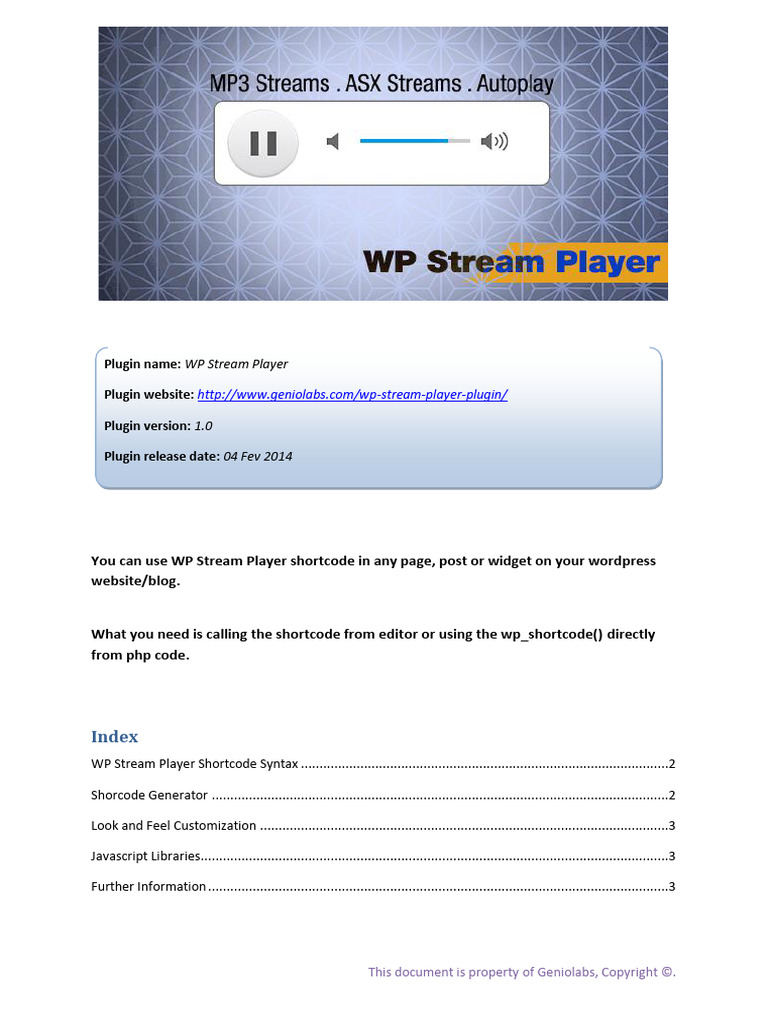 WP Stream Player | PDF | Word Press | Computing