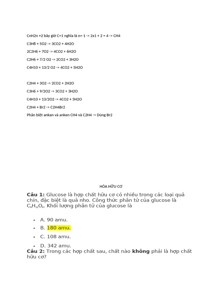 Hóa H U Cơ | PDF