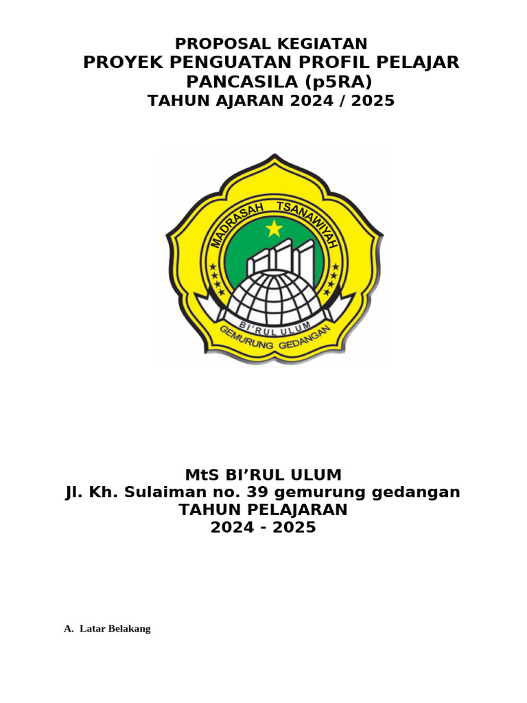 Proposal Kegiatan P5 | PDF