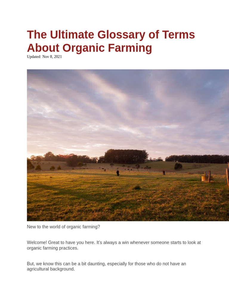 The Ultimate Glossary of Terms About Organic Farming | PDF ...