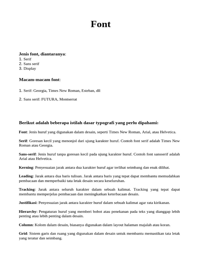 Jenis-Jenis Font dan Contohnya | PDF
