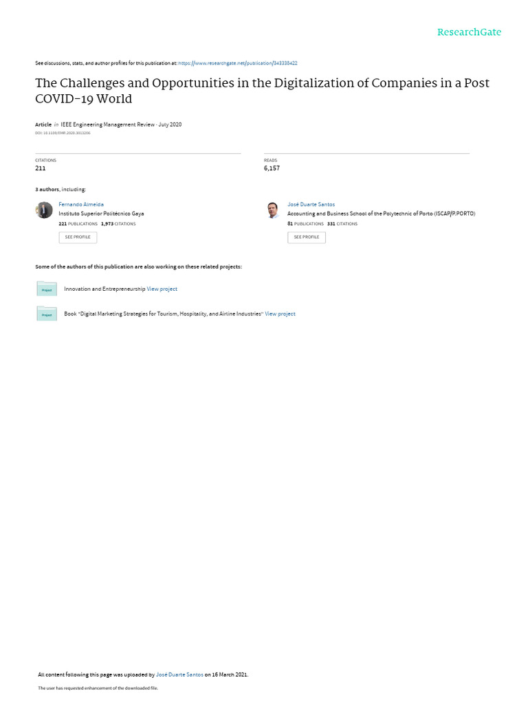 The Challenges and Opportunities in The Digitalization of Companies in ...