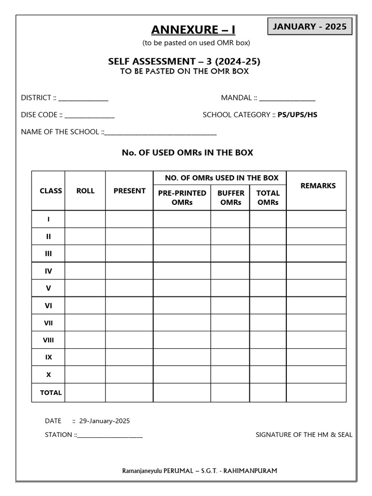 Self Assessment 3 JAN 2025 Empty Forms | PDF