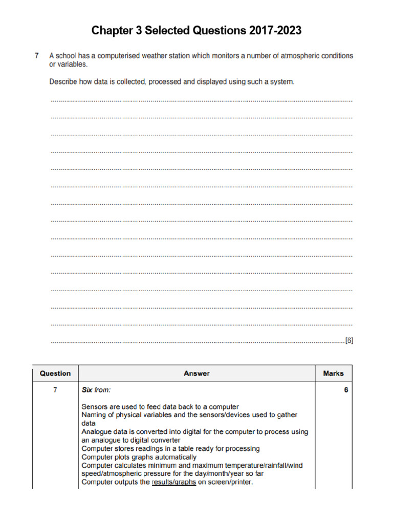 Chapter 3 Selected Questions 2017-2023 | PDF