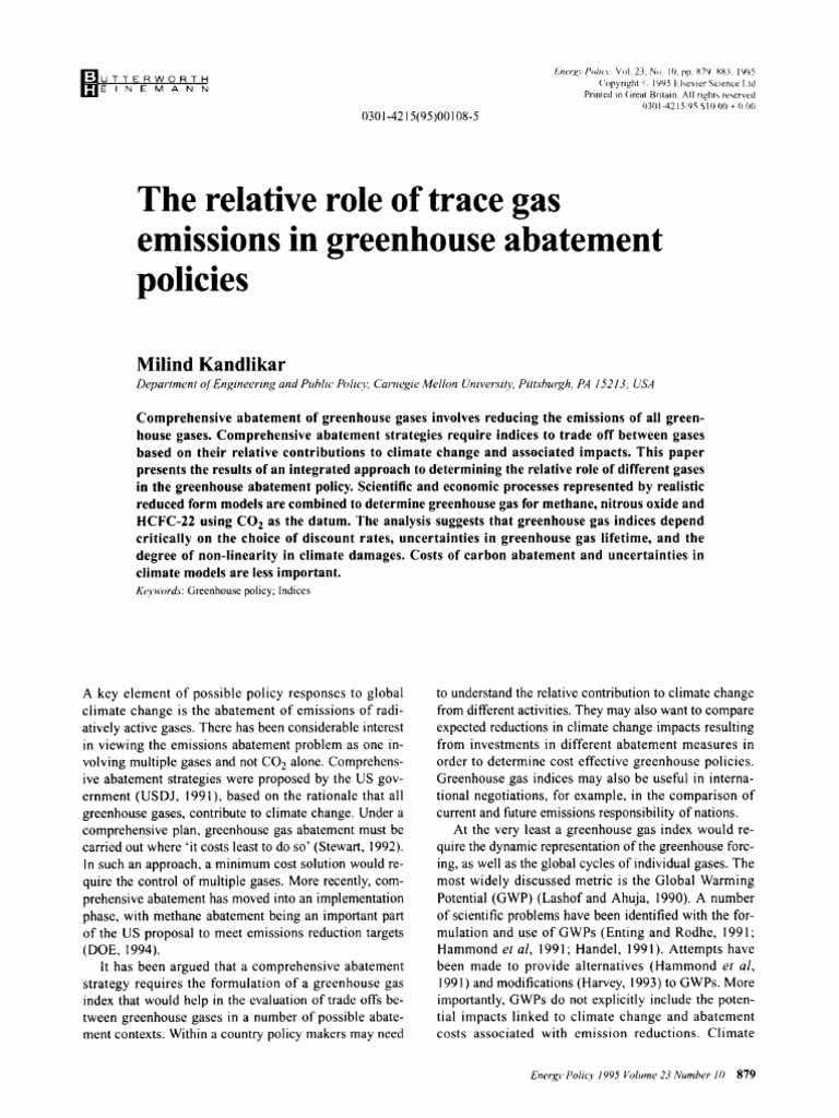 The Relative Role of Trace Gas Emissions | PDF | Greenhouse Gas ...