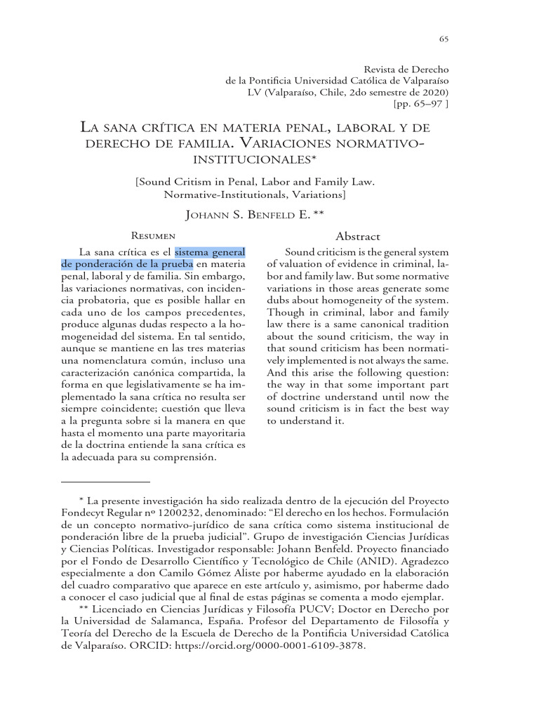 Variaciones de la Sana Crítica en Derecho | PDF | Verdad | Ley procesal