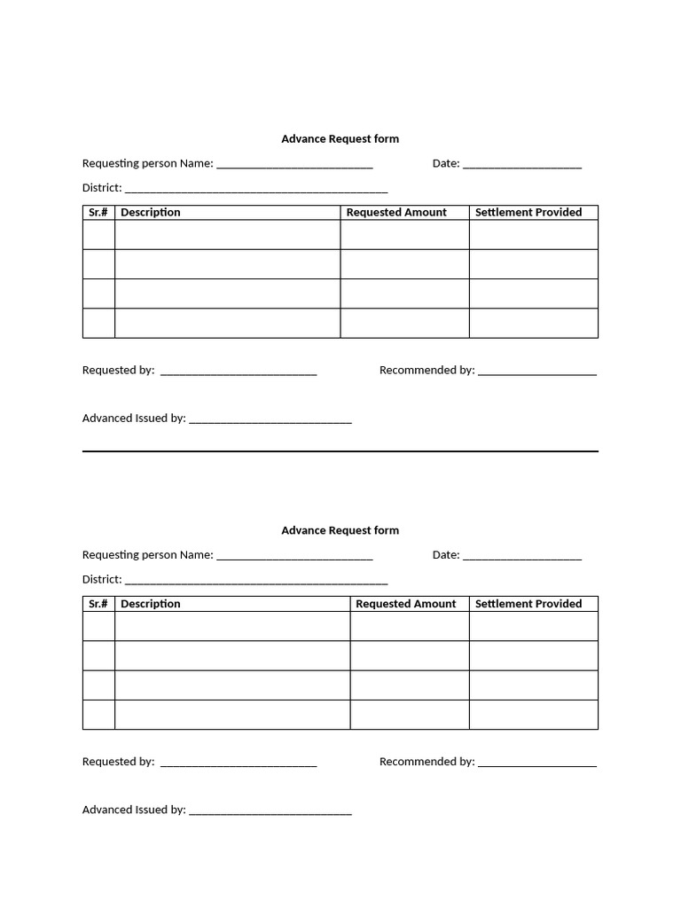 Advance Request Form | PDF