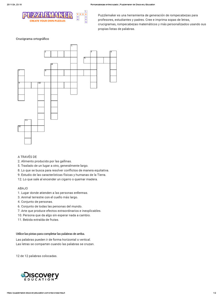 Puzzlemaker de Discovery Educat | PDF