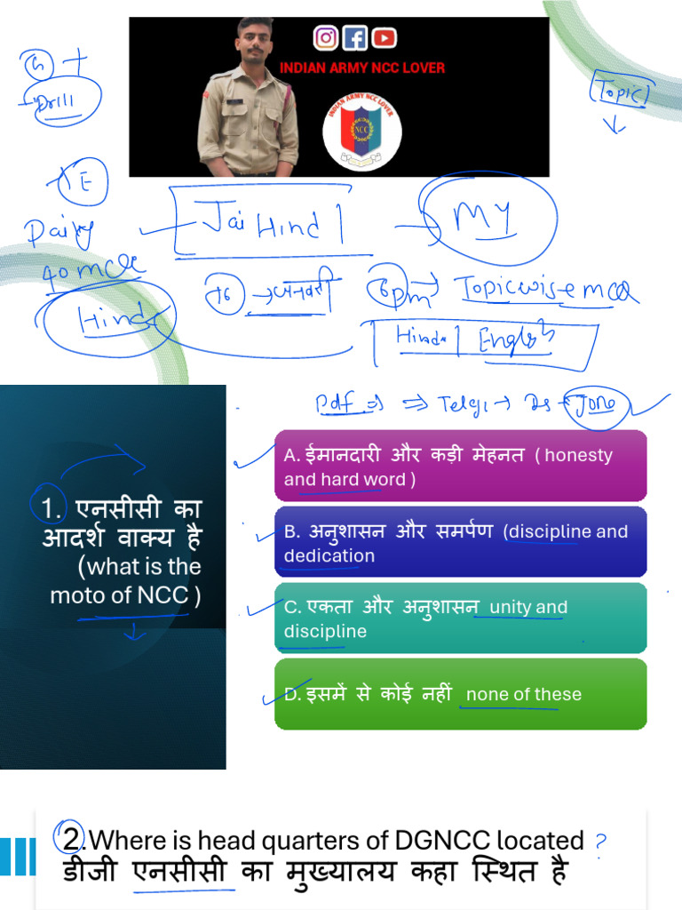 Class 1 2025 NCC & Drill Done | PDF