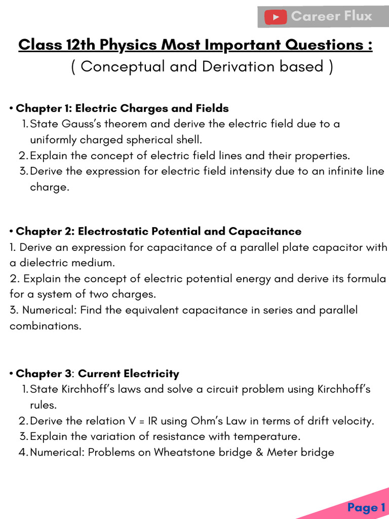 Class 12 Physics Key Questions | PDF | Electromagnetic Radiation ...