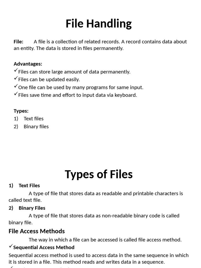File Handling | PDF | Computer File | Input/Output File Handling | PDF | Computer File | Input/Output