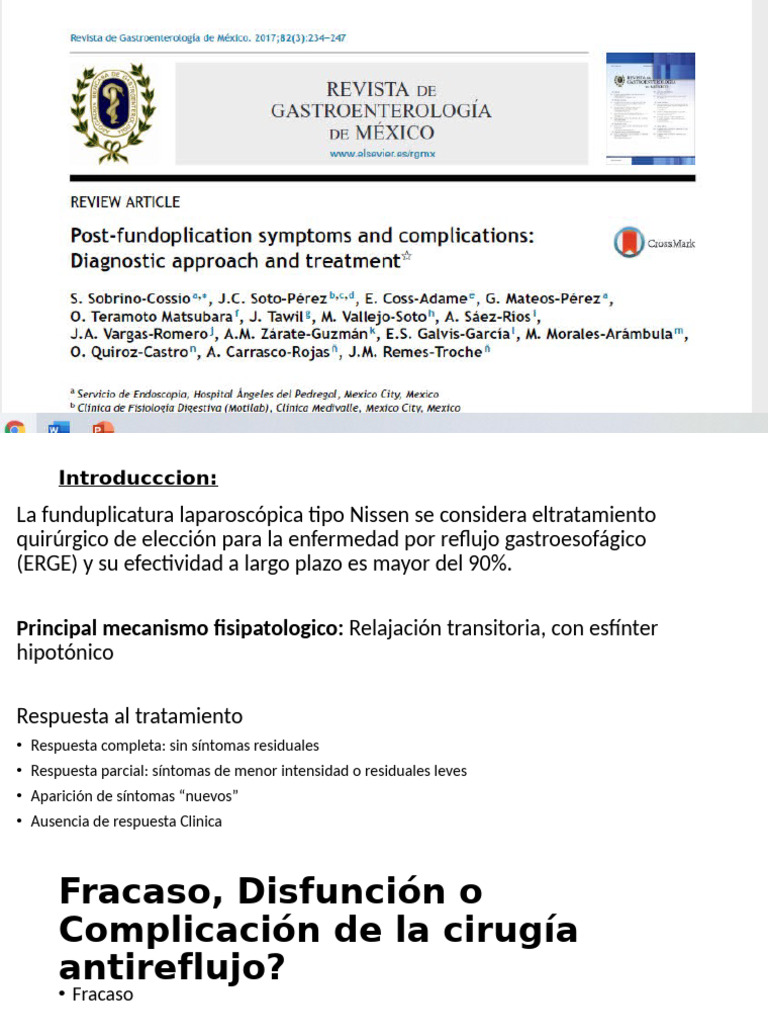 Complicaciones de la Funduplicatura Nissen | PDF | La enfermedad por ...