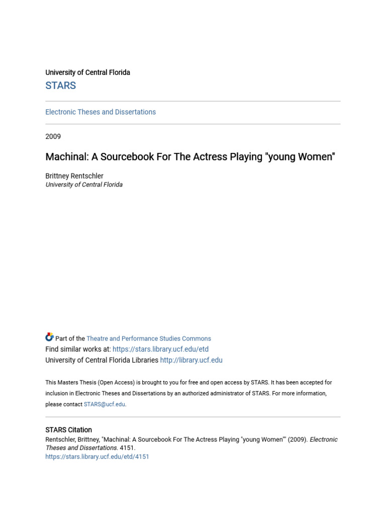 Machinal_ A Sourcebook For The Actress Playing young Women | PDF | Thesis