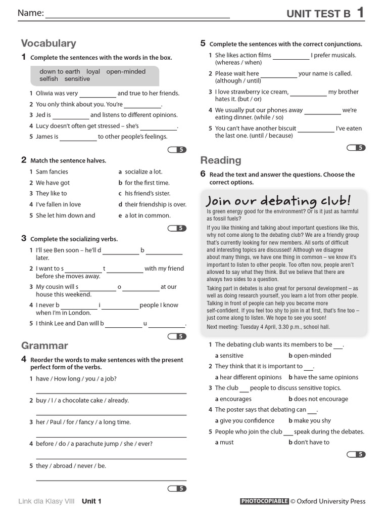 Link L8 U1 Unit TestB | PDF