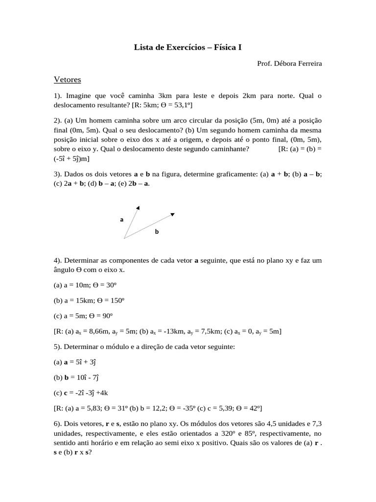 Lista de Exercícios extra - vetores | PDF