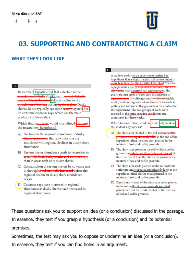 03 Supporting Contradicting Claims Digital Notes 20230703 | PDF | Cognition