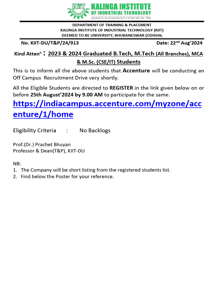 Registration For Accenture Recruitment Drive - 2023 & 2024 Graduated ...