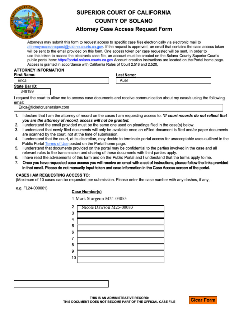 Attorney Access Request Solano | PDF | Computing