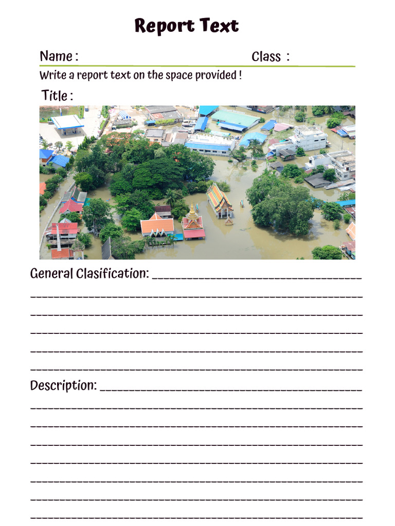 Report Text Worksheet Flood | PDF